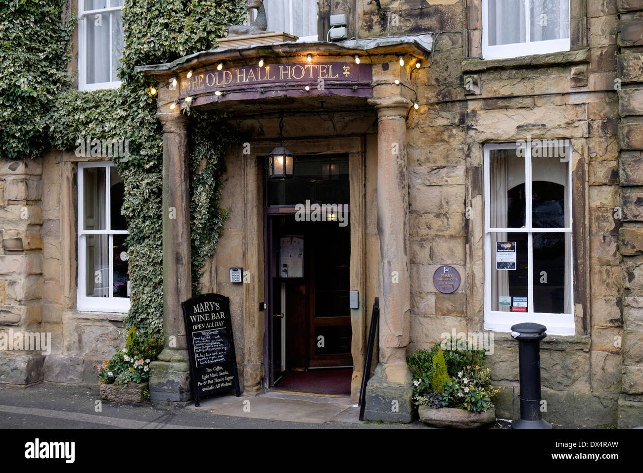 Front entrance to the Old Hall Hotel in Buxton Derbyshire Peak District ...