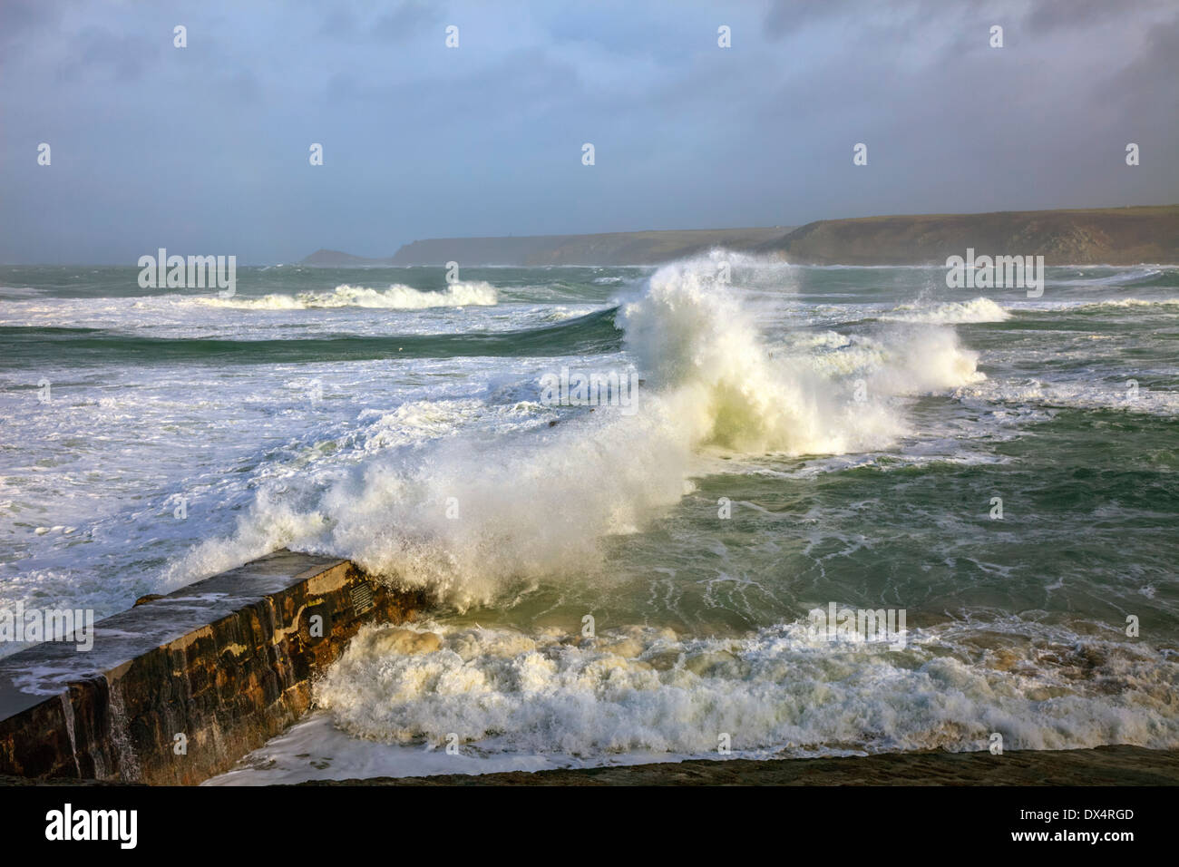 The pier at Sennen Cove in Cornwall captured during the winter 2014 ...