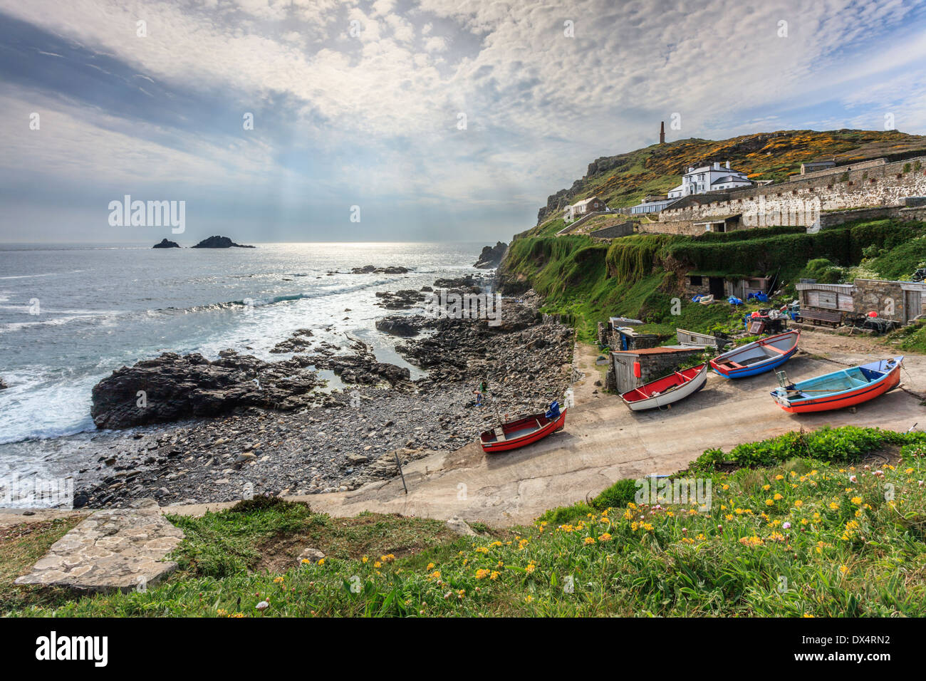 Priest's Cove with Cape Cornwall and the Brison Rocks in the distance ...