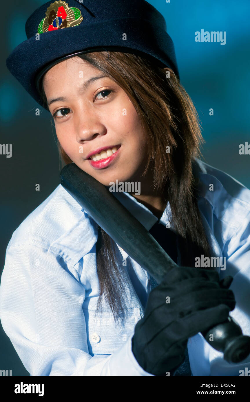 female security guard in studio setting Stock Photo - Alamy