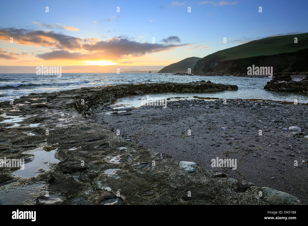 Portwrinkle Pier captured at sunset Stock Photo - Alamy