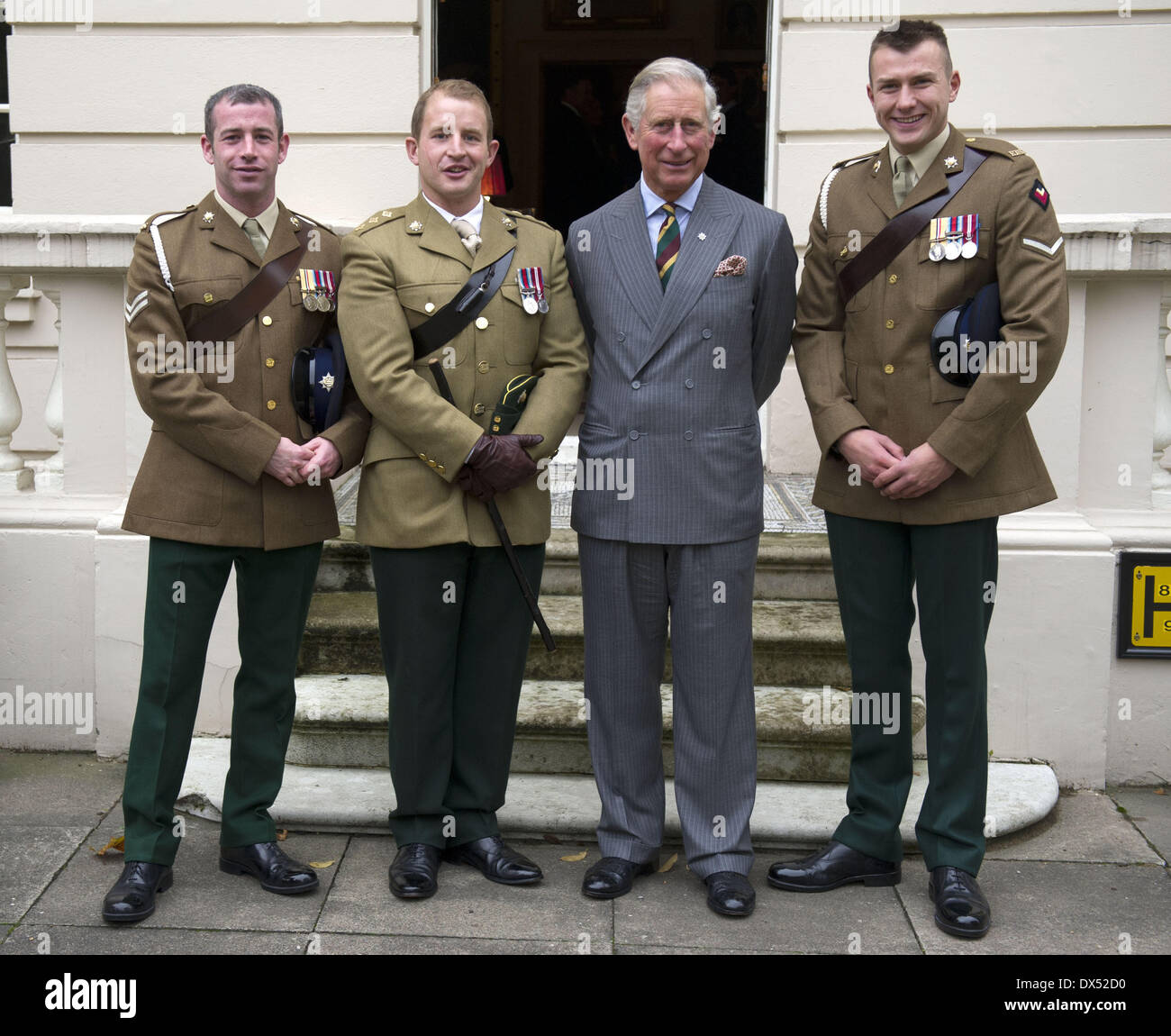 Prince Charles with injured dragoons Lance Corporal Nick Webb, Corporal ...