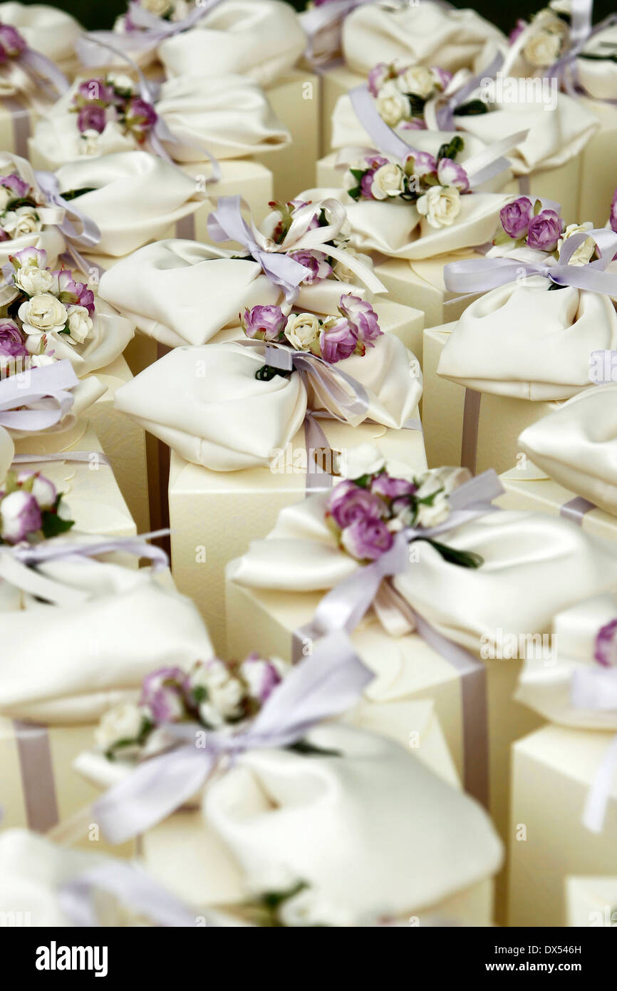 Box of sweets with flowers decoration Stock Photo - Alamy