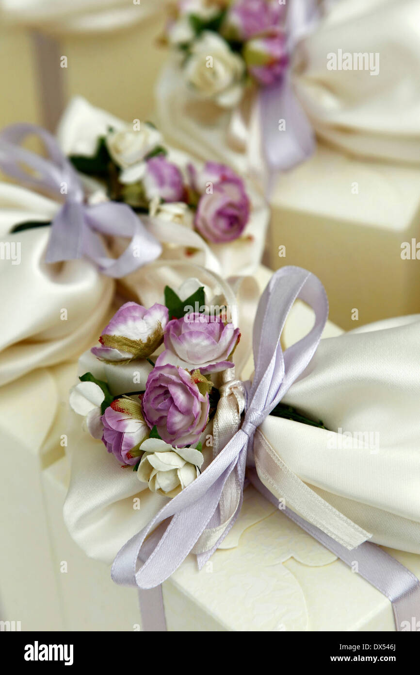 Box of sweets with flowers decoration Stock Photo - Alamy