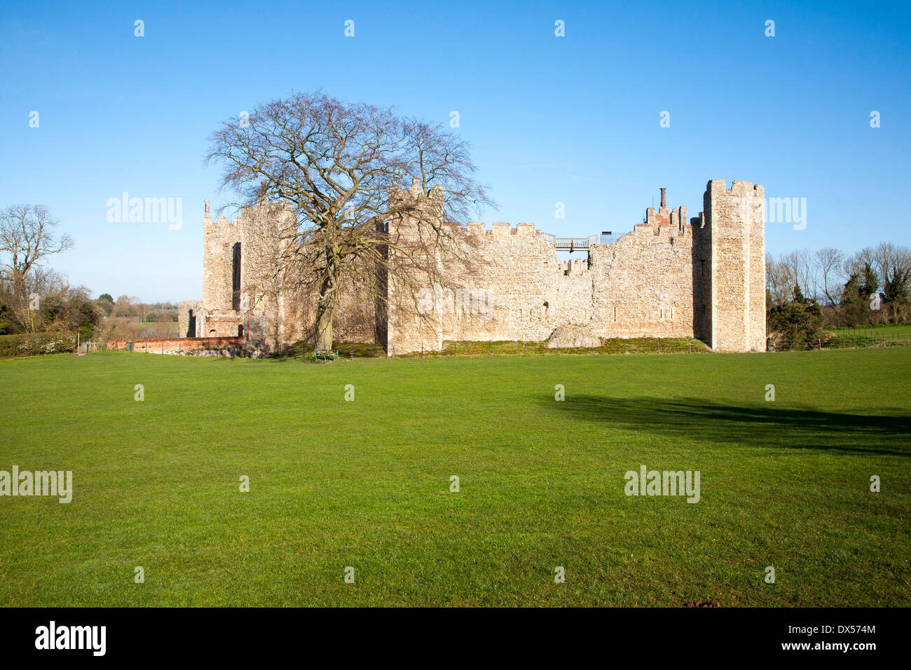 The curtain wall and ramparts of Framlingham castle, Suffolk, England ...