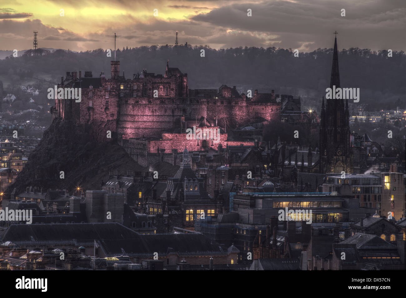 Edinburgh Castle seen at dusk from from Salisbury Crags Stock Photo - Alamy