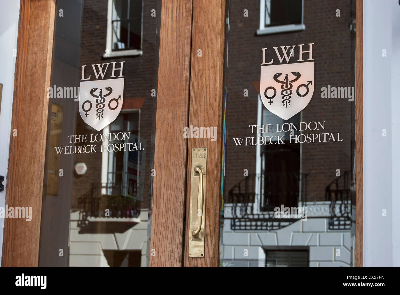 entrance doors to the london welbeck hospital, london, england Stock ...