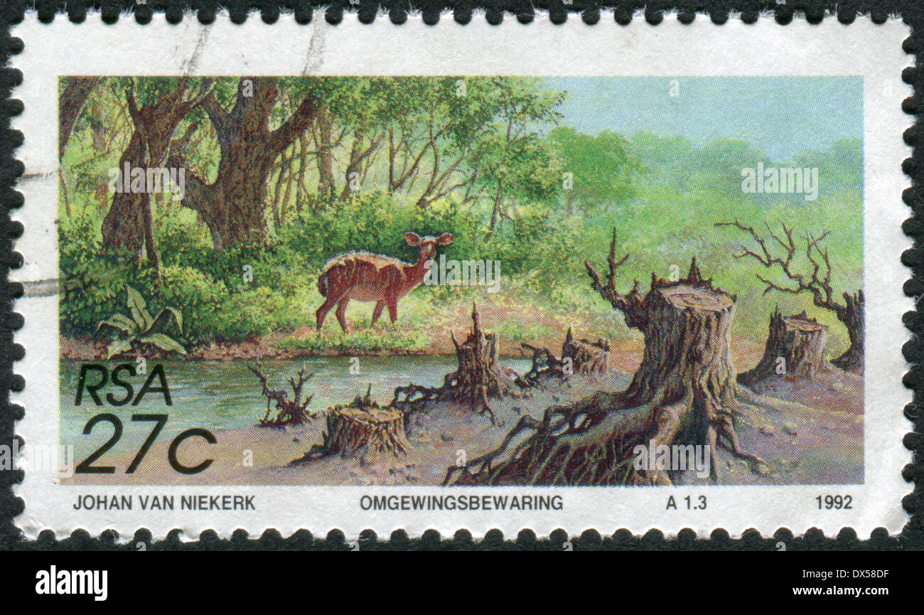 Postage stamp printed in South Africa, devoted to Environmental ...