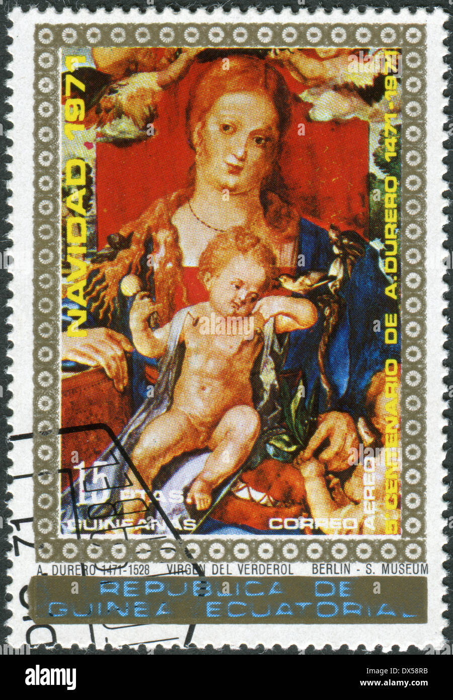 Postage stamp printed in Equatorial Guinea, Christmas Issue, shows the ...