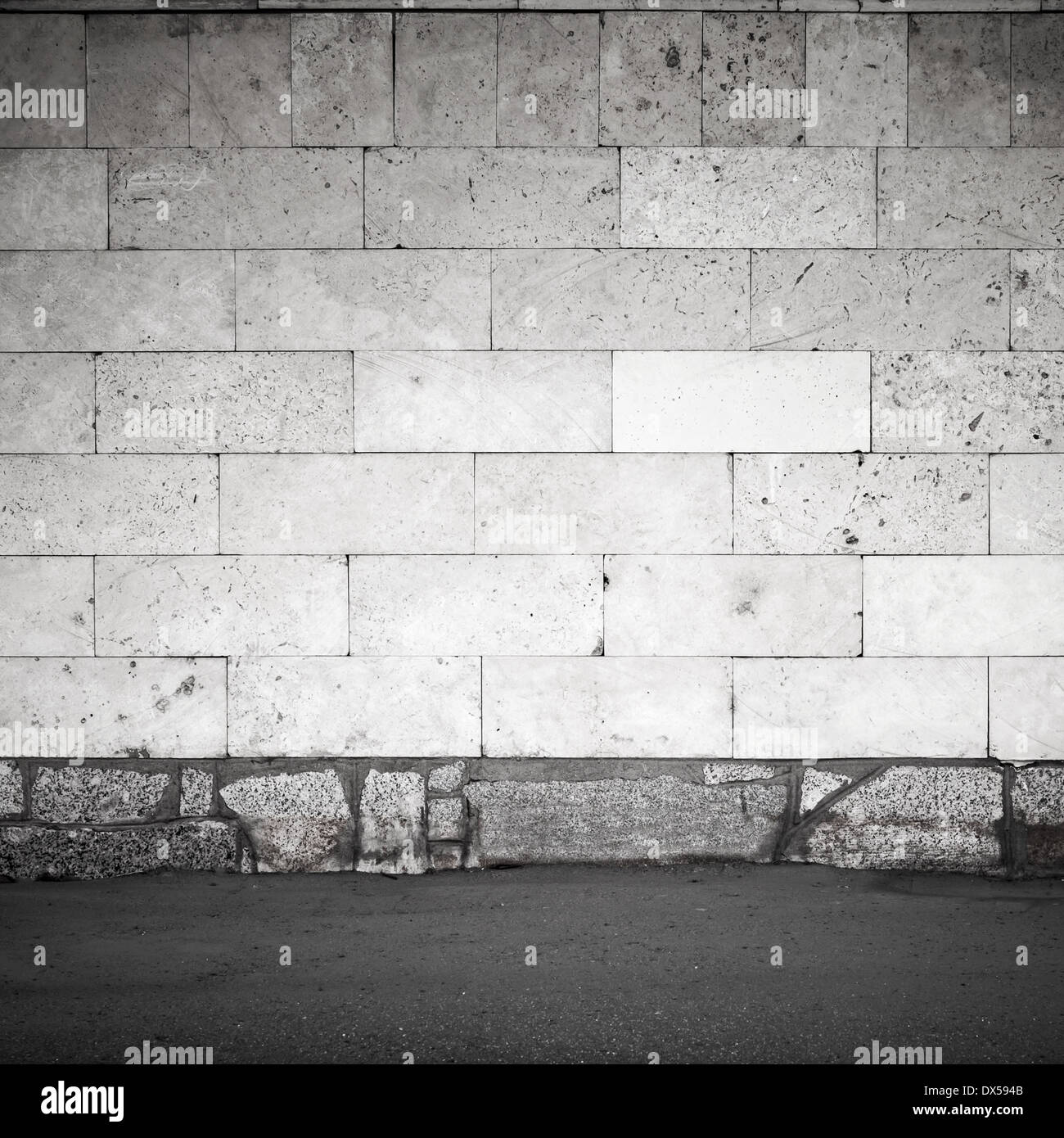 Square urban background texture with stone wall and asphalt Stock Photo ...