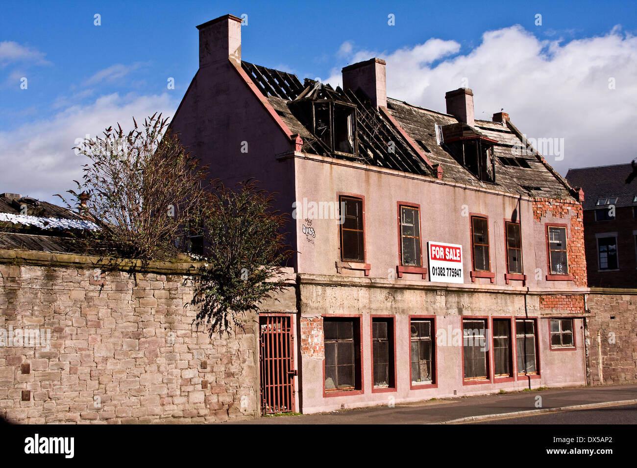 Derelict building along Brook Street once was a Flax/Jute Mill and part ...