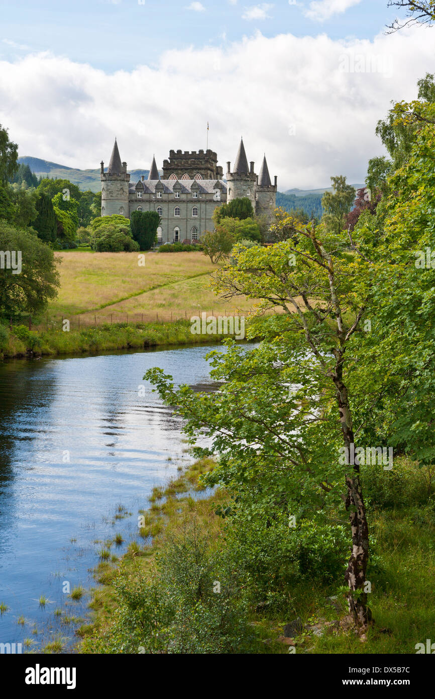 View of Inveraray Castle from the bridge over the River Aray at ...