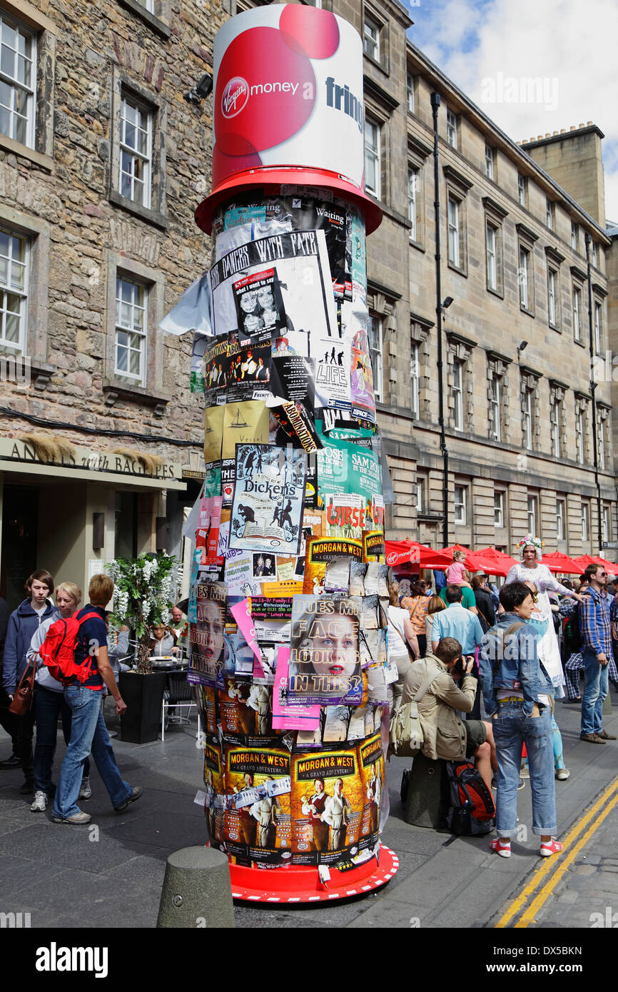 Posters advertising shows at the Edinburgh Festival Fringe, Royal Mile ...