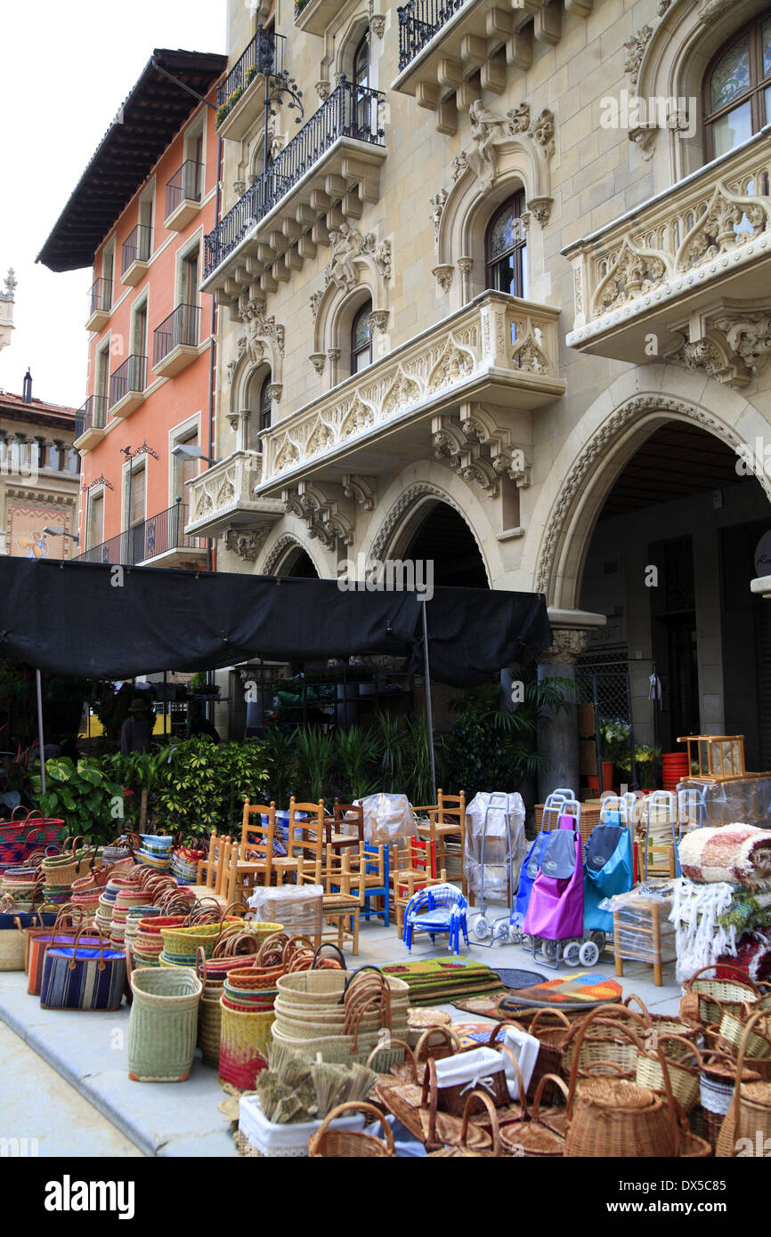 Traditional exterior market in Vic, Spain Stock Photo - Alamy
