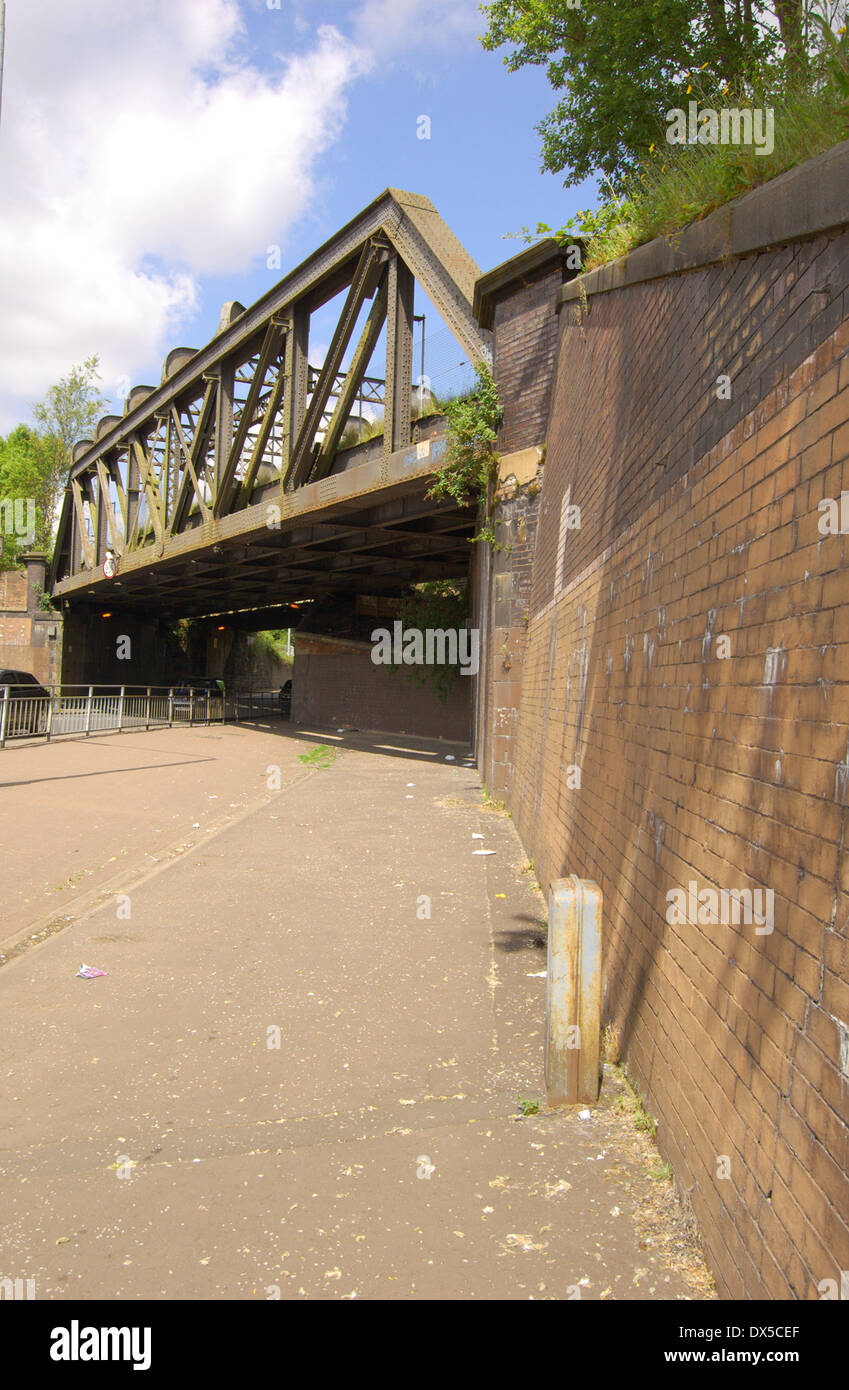 Steel railway bridge over Duke Street at Parkhead in Glasgow, Scotland ...