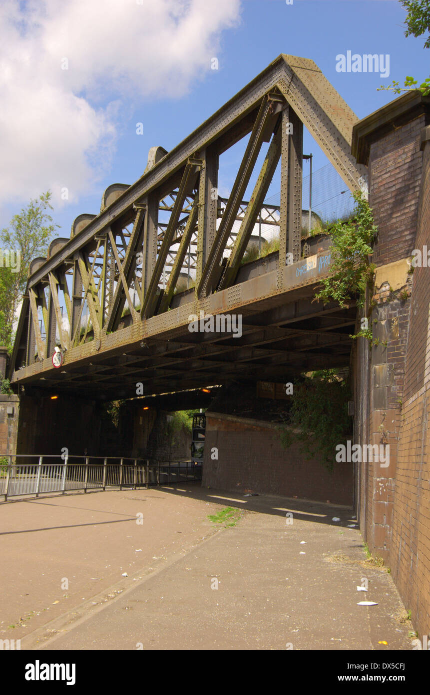 Steel railway bridge over Duke Street at Parkhead in Glasgow, Scotland ...