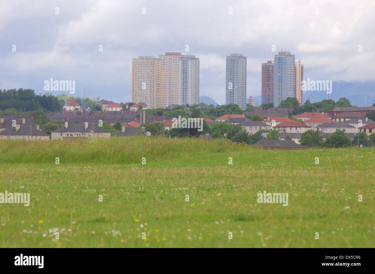 The Red Road flats and the end of the Campsie Fell from Tollcross Park ...