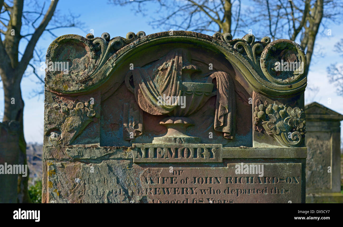 Badly eroded gravestone with draped urn design. All Saints Church ...