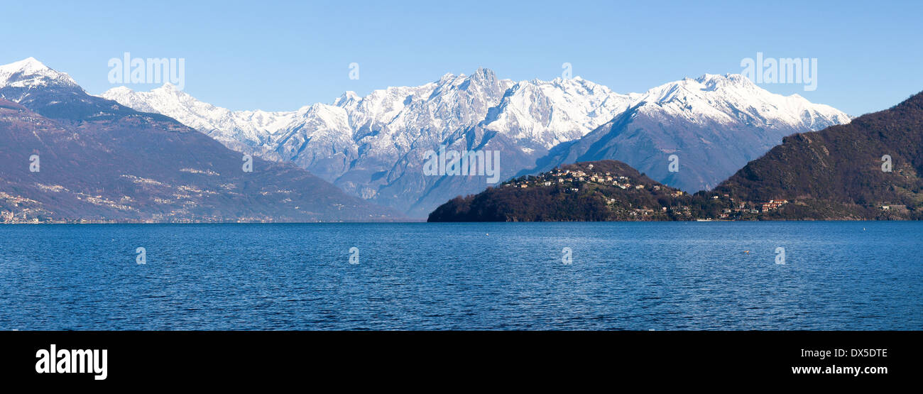 Italy - Lake Como, Pianello del Lario view of the lake and the town ...