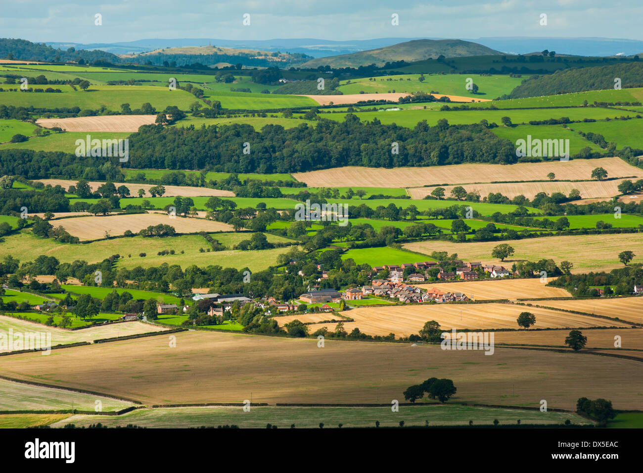 The view of Worthen village from Bromlow Callow, South Shropshire ...