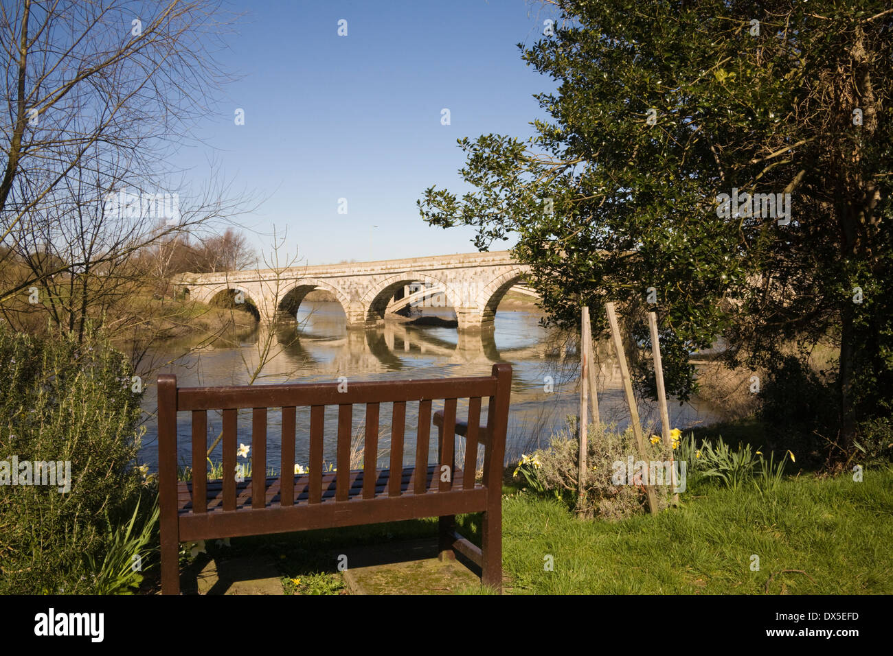 Atcham Shropshire England UK View across River Severn to old and new ...