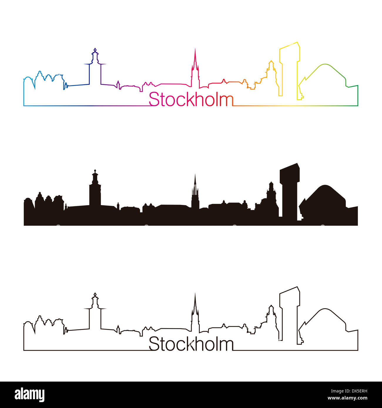 Stockholm skyline linear style Stock Photo - Alamy