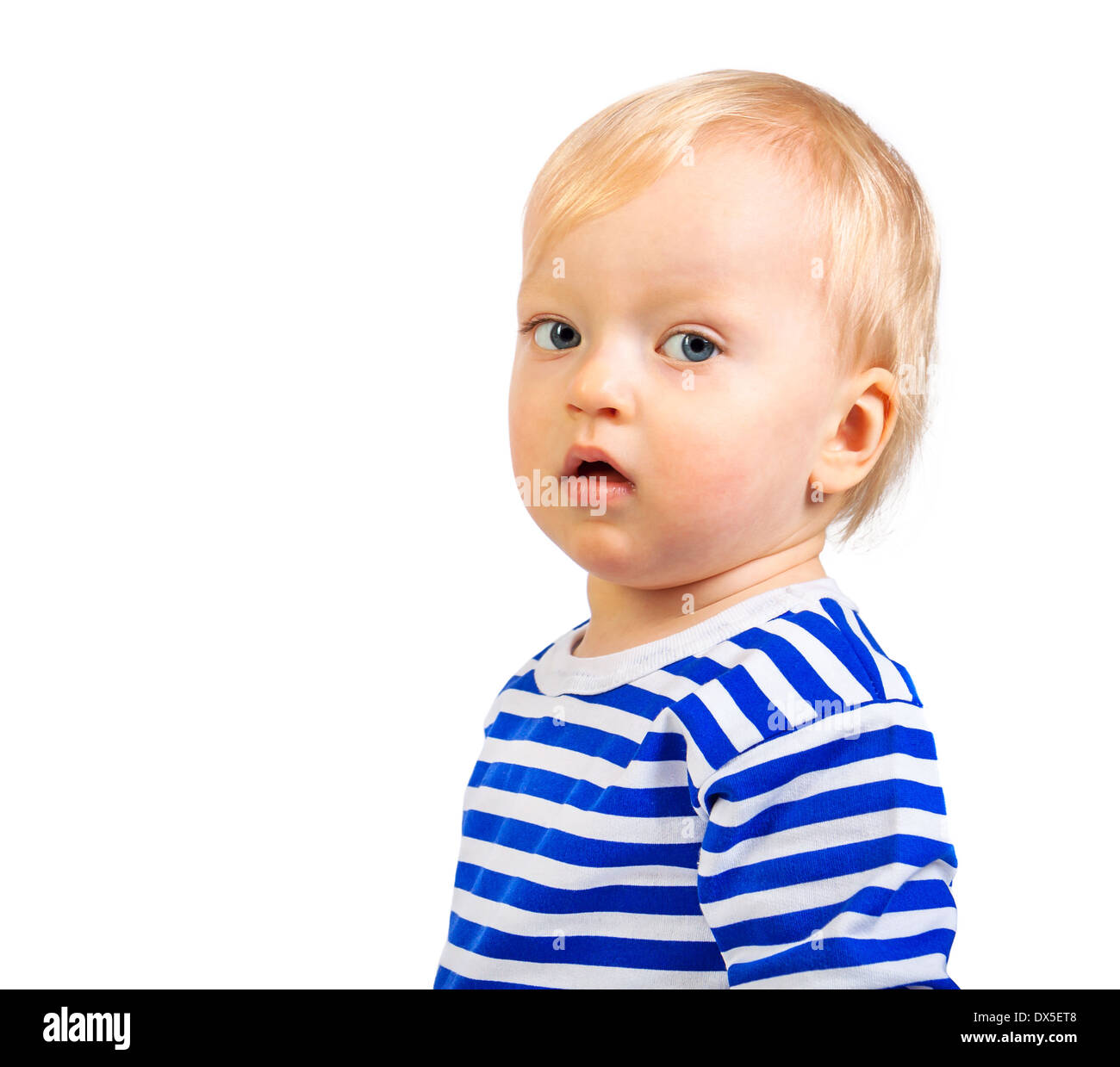the small beautiful child isolated on a white background Stock Photo ...