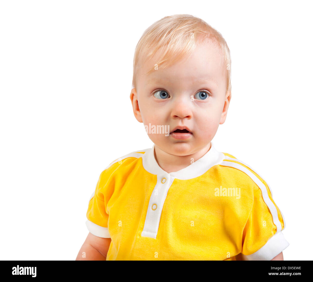 the small beautiful child isolated on a white background Stock Photo ...