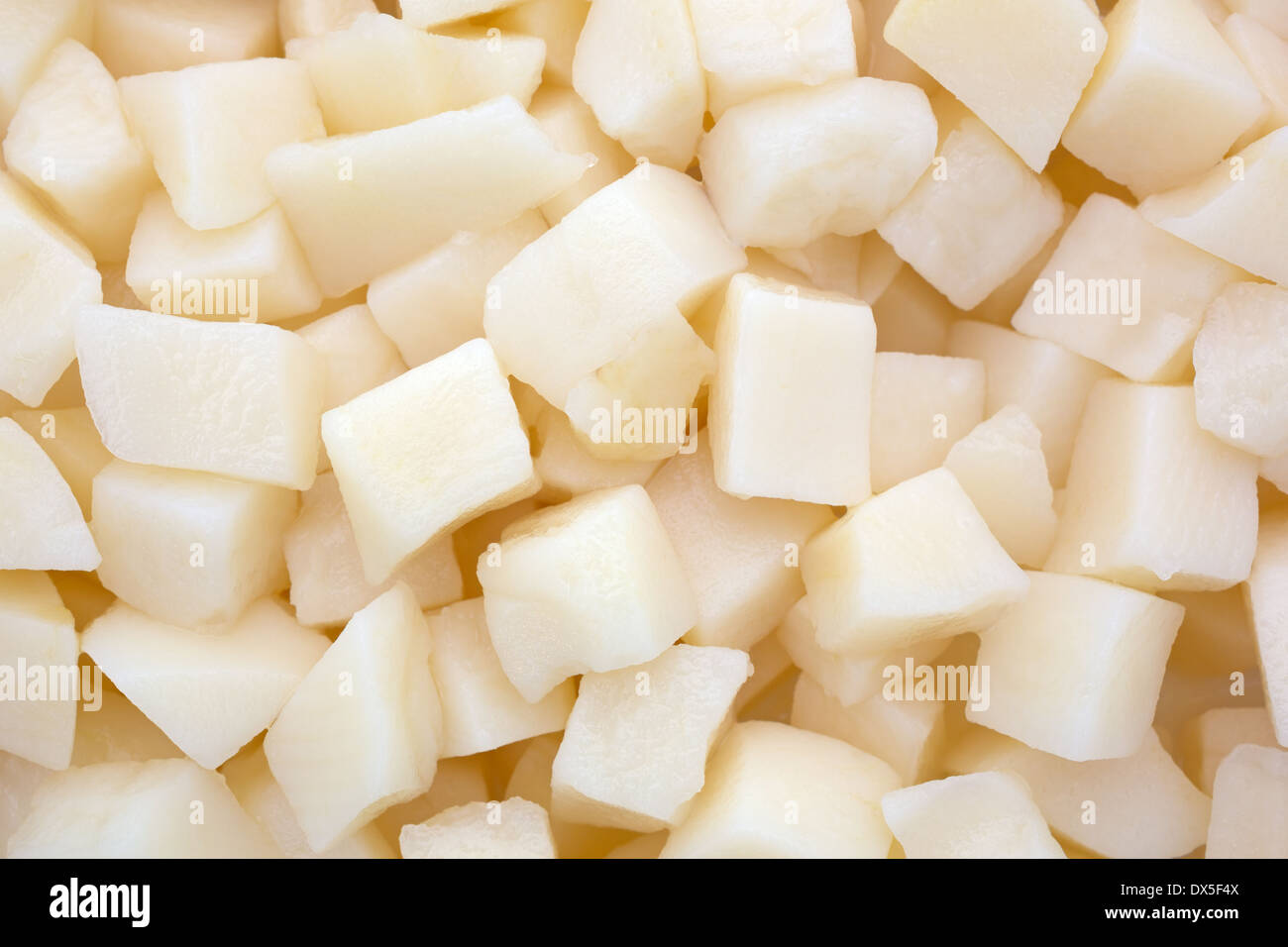 A very close view of freshly diced white potatoes Stock Photo - Alamy