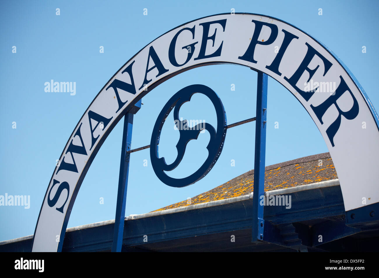 Swanage Pier sign Stock Photo - Alamy