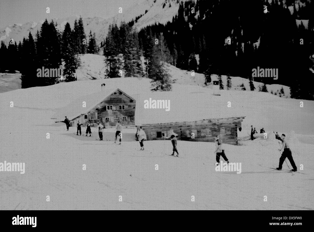 Winter hut people Black and White Stock Photos & Images - Alamy