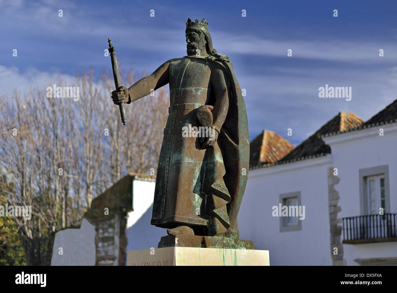 Portugal, Algarve, Faro, statue, King Afonso III., king, sculpture ...