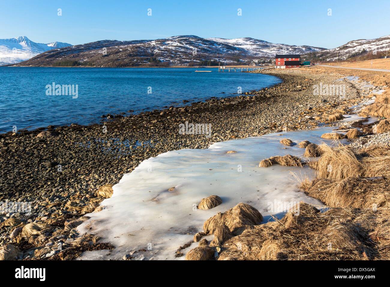 Ice On The Beach Stock Photo - Alamy