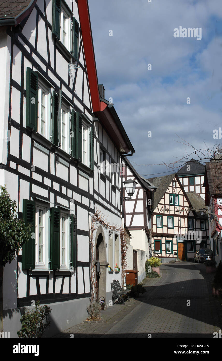 Frame work building lane in Erpel Stock Photo - Alamy