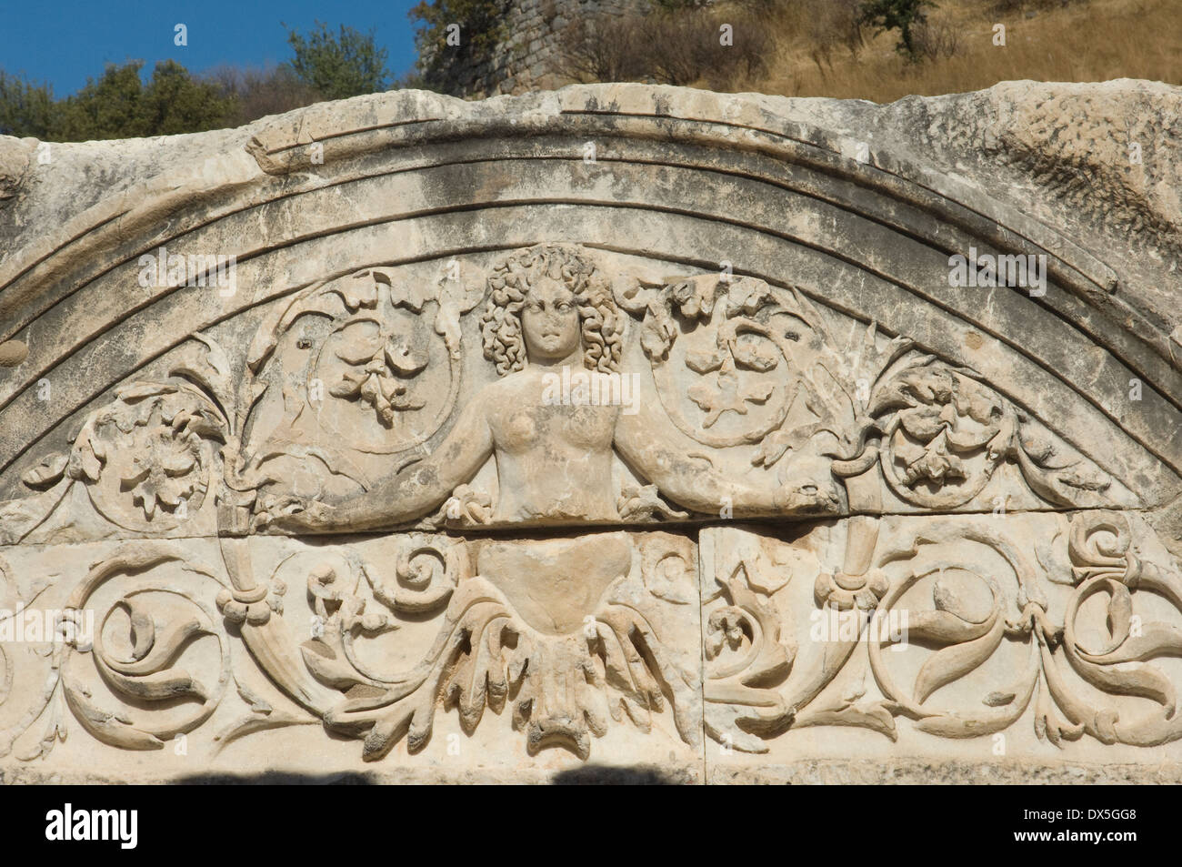 Bas-relief of Medusa on a Roman archway of Hadrian's Gate at Ephesus ...