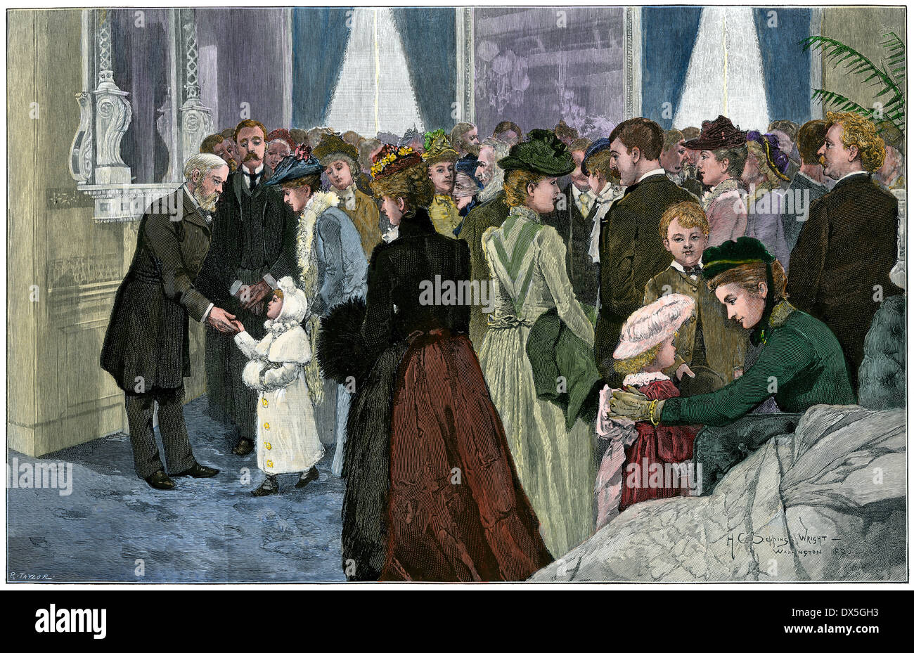 President Benjamin Harrison meeting citizens at the White House, 1892 ...