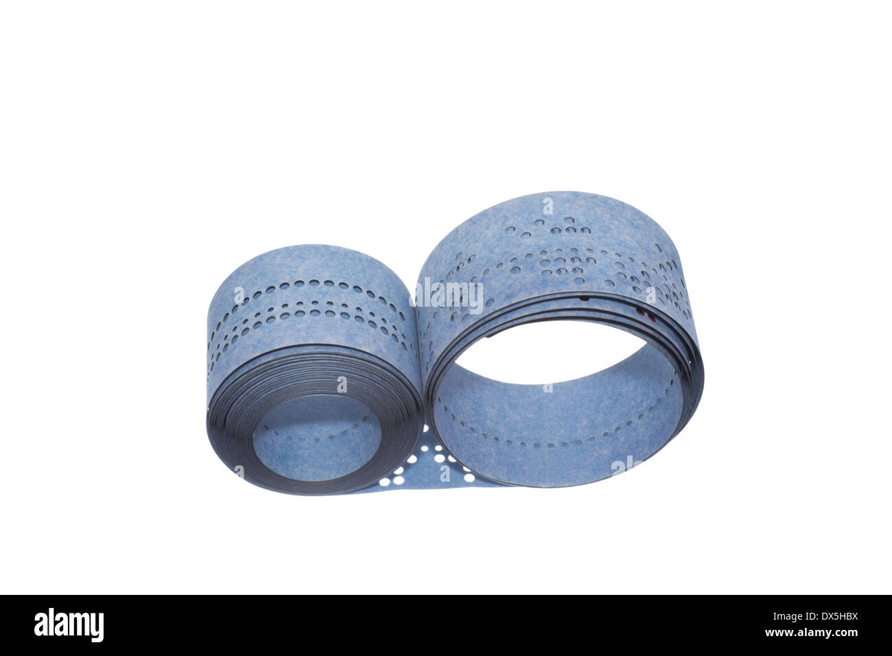 vintage perforated punched tape is isolated on white background Stock ...