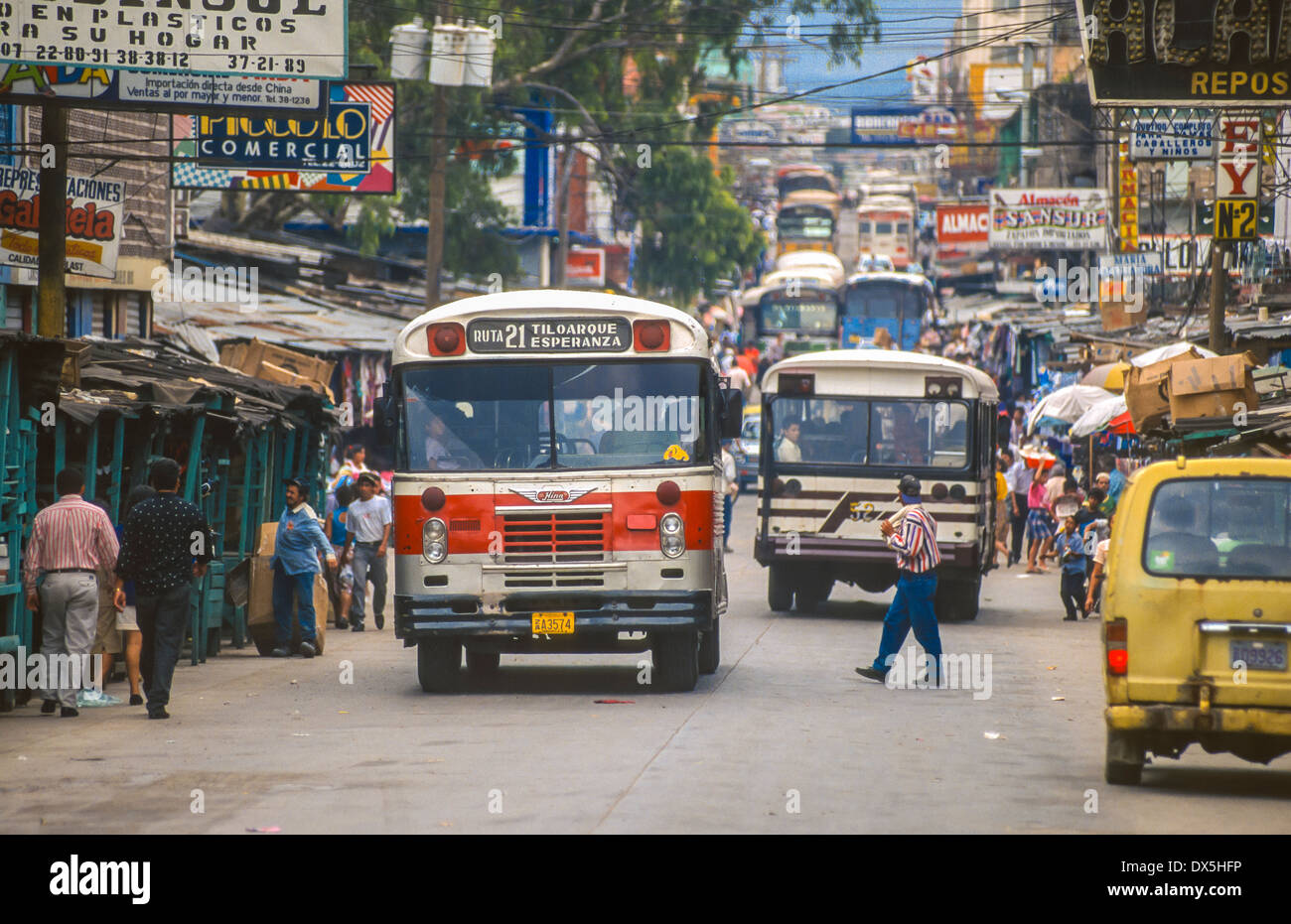 TEGUCIGALPA, HONDURAS - Buses and traffic in Comayaguela Stock Photo ...