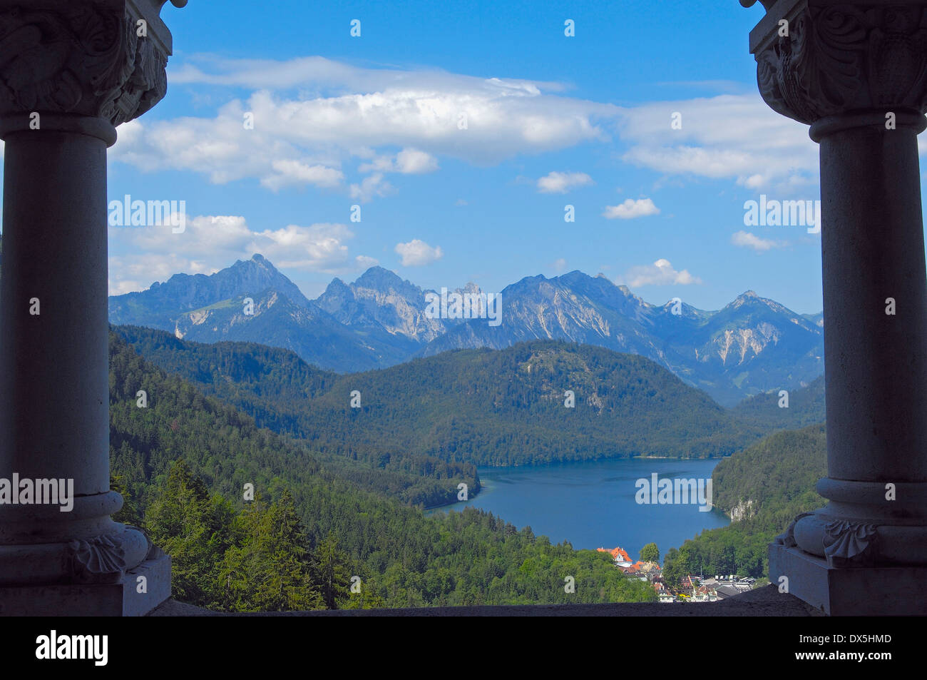 View from balcony of neuschwanstein castle to alpsee hi-res stock ...