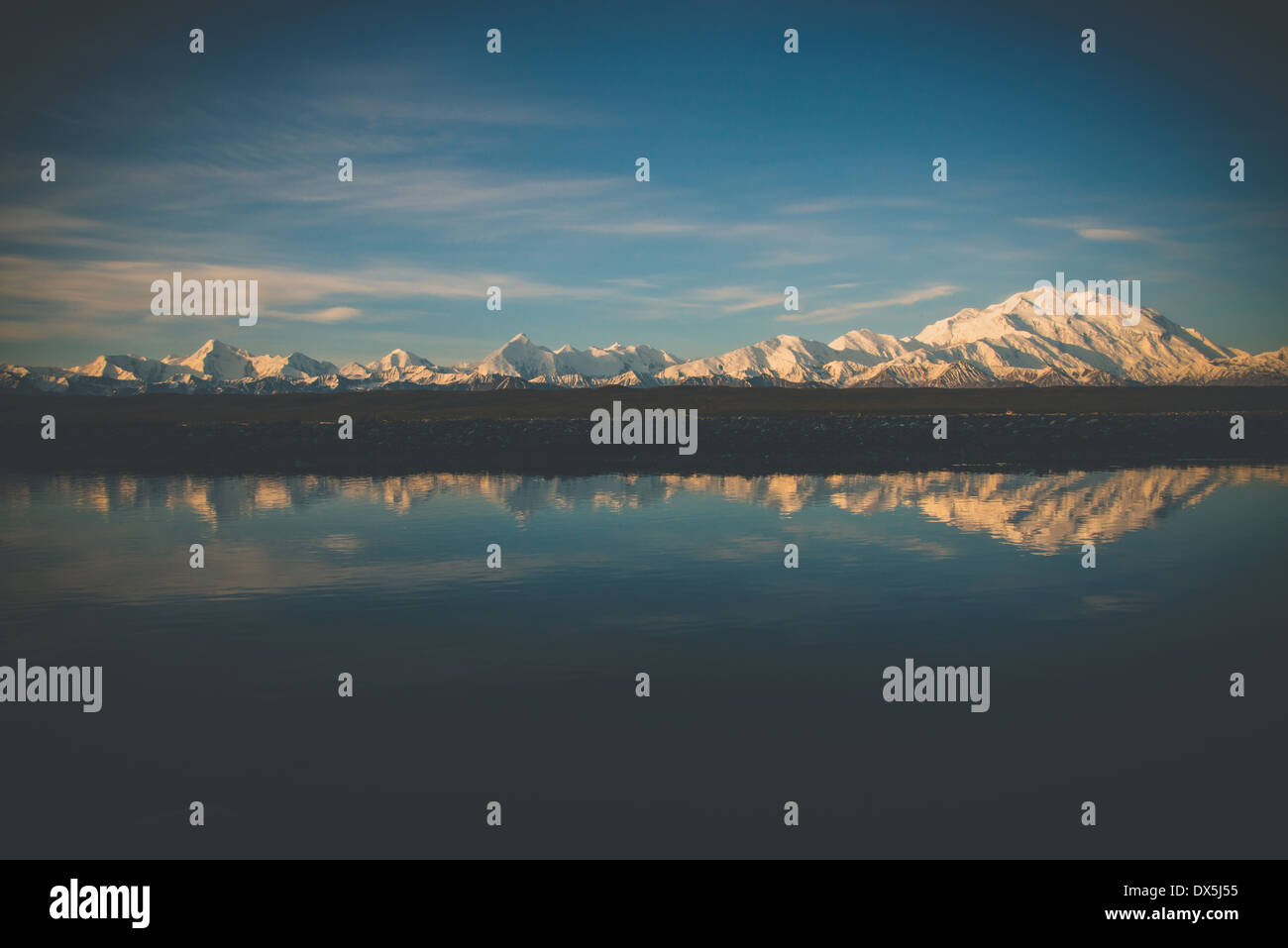A subtle reflection of Mt. McKinley as seen from Reflection Pond in ...