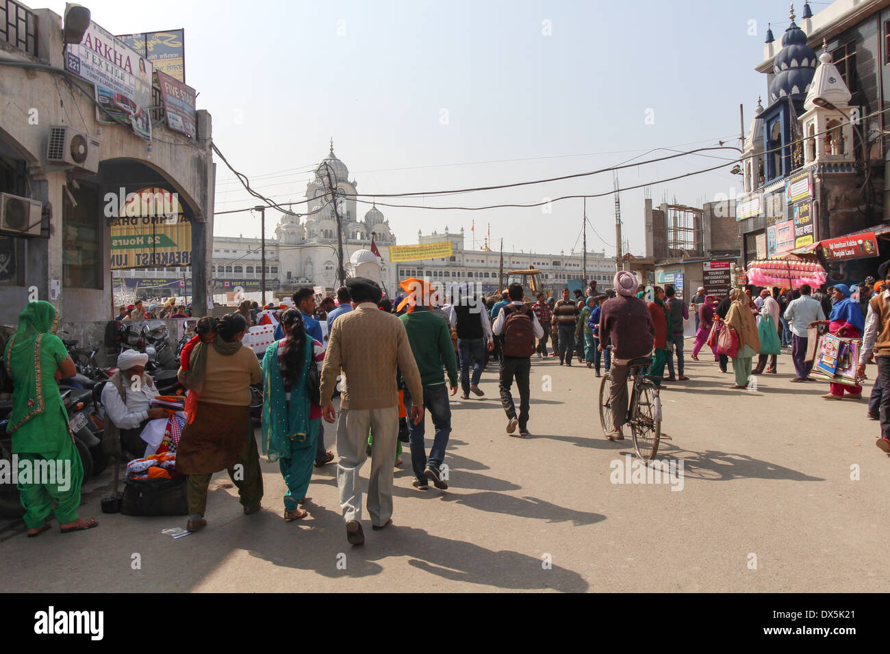 Crowded street and devotees in front of Golden Temple in Amritsar ...