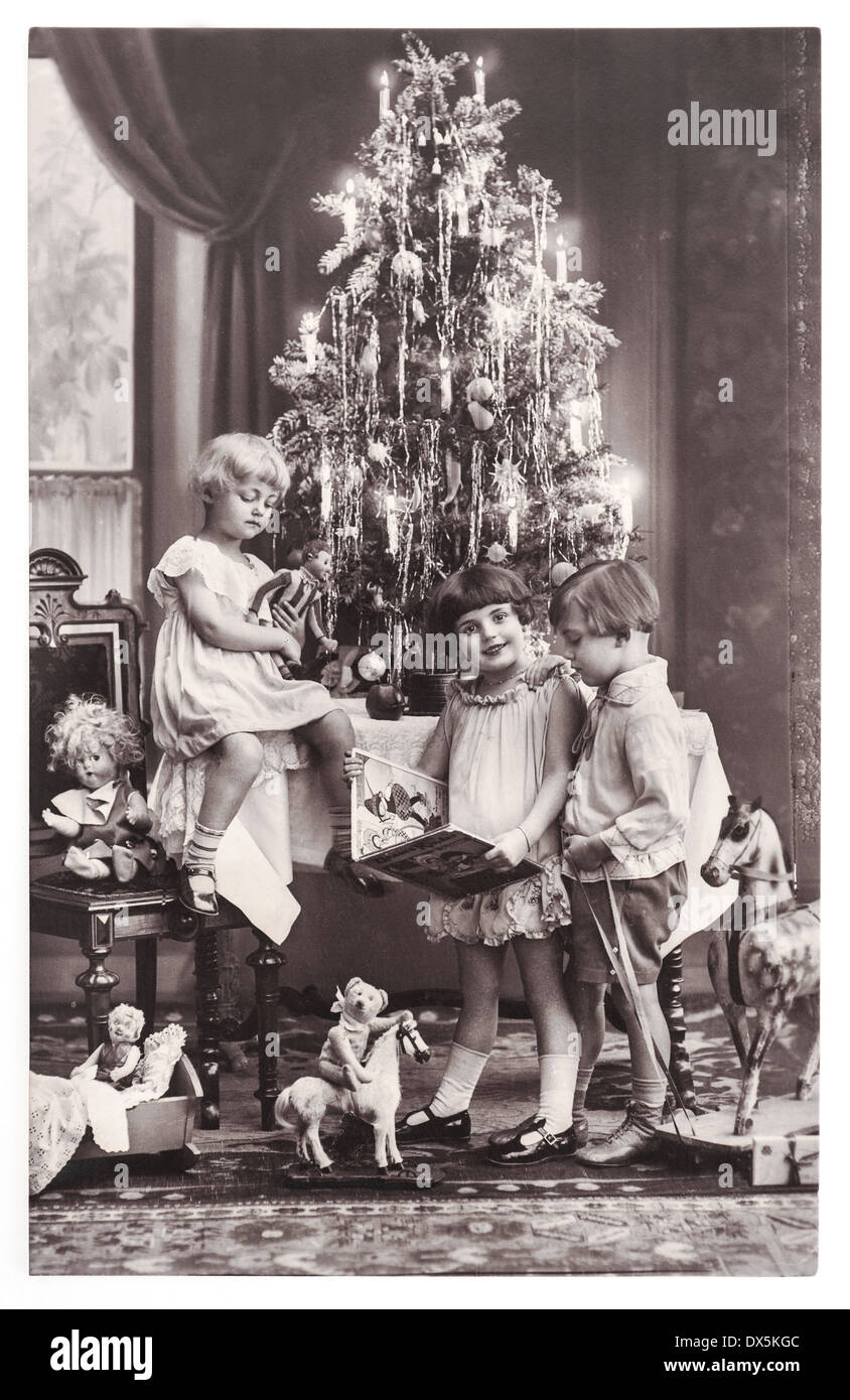 BERLIN, GERMANY - CIRCA 1900: antique photo of happy kids with ...