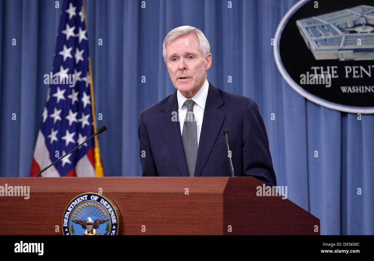 Washington, USA. 18th Mar, 2014. U.S. Navy Secretary Ray Mabus makes ...