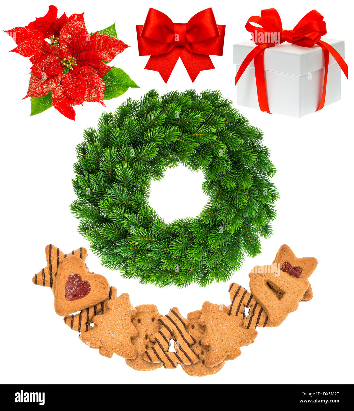 Wreath with red flower Cut Out Stock Images & Pictures - Alamy