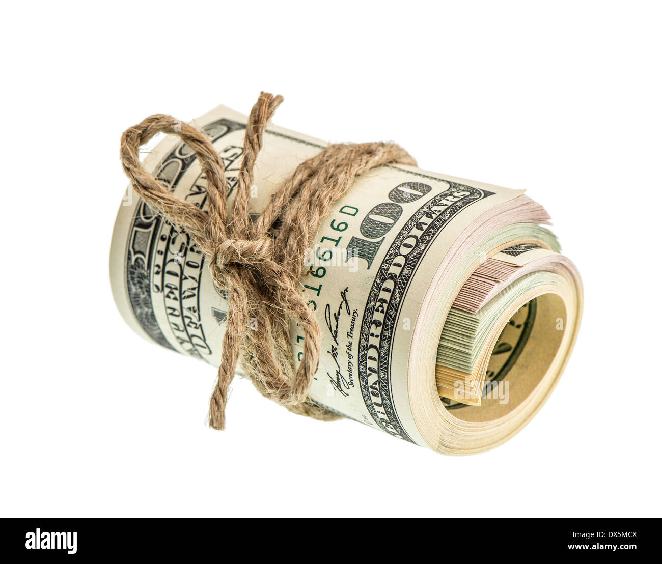 rolled american dollar banknotes isolated on white. money background ...