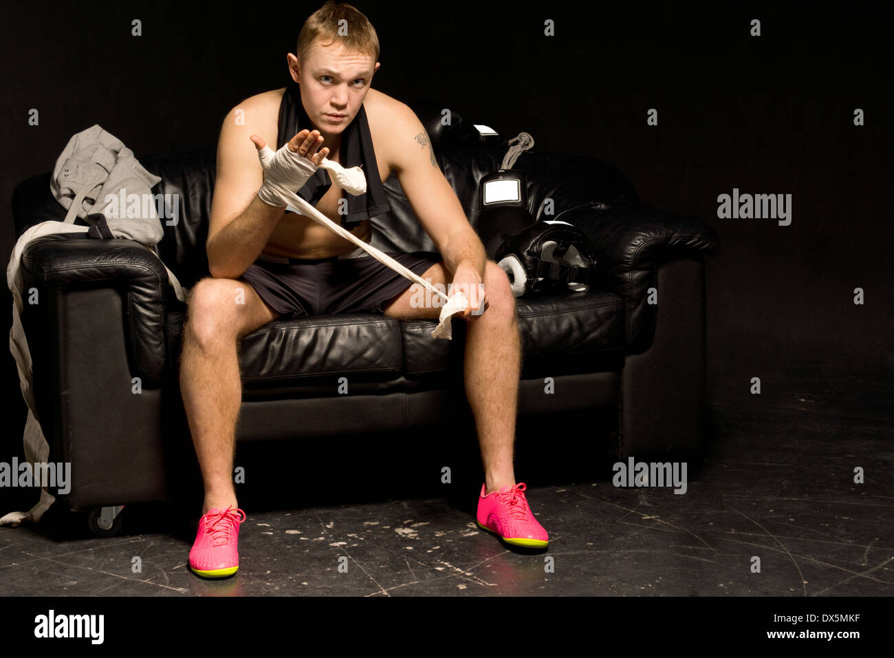 Serious thoughtful boxer preparing for a fight Stock Photo - Alamy