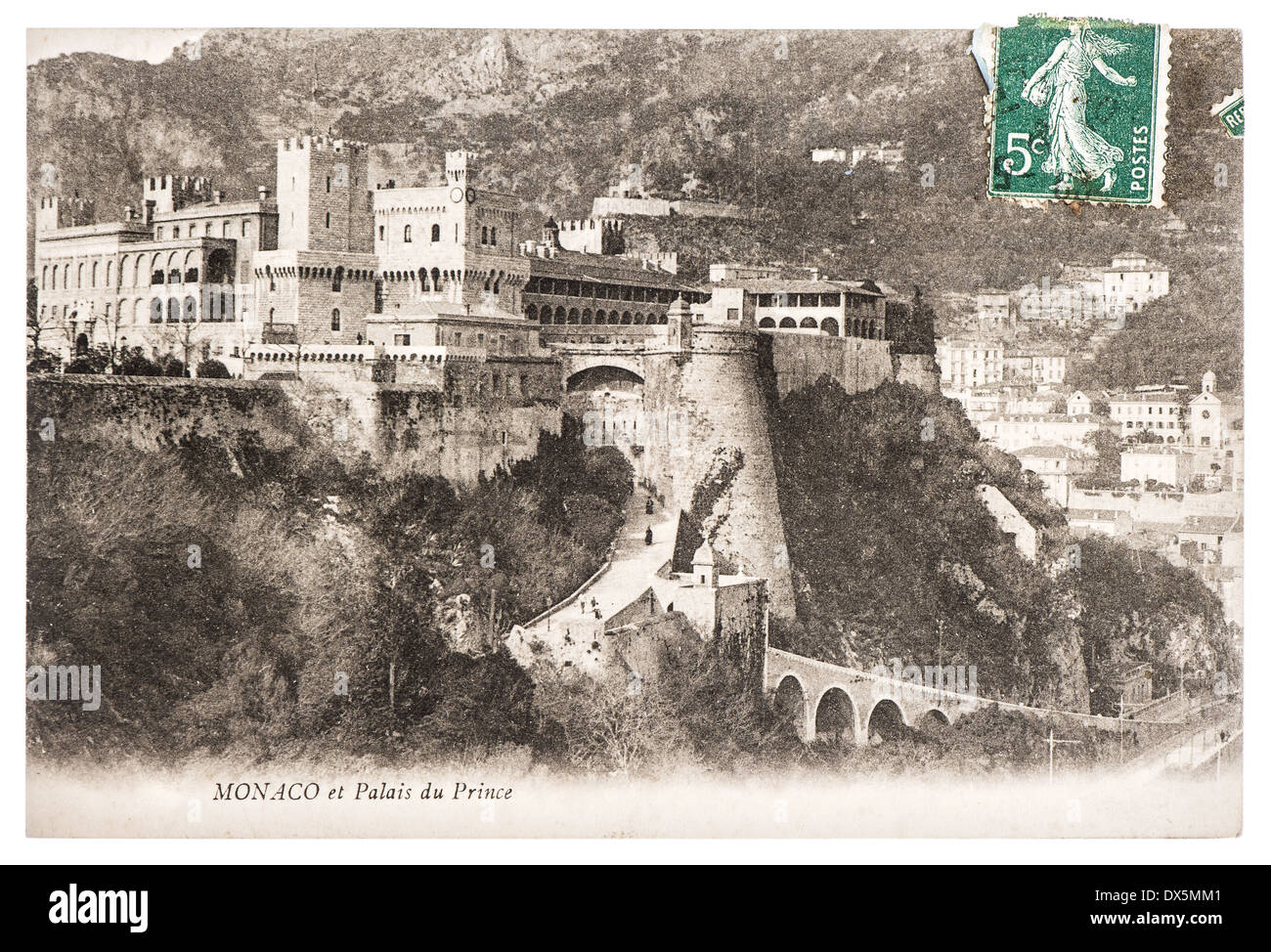 MONACO - CIRCA 1905: Exterior view of palace, official residence of ...