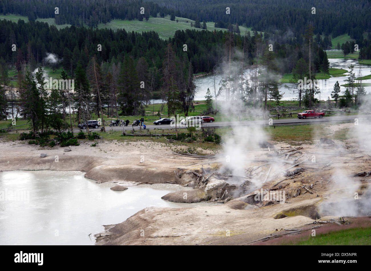 Yellowstone np looking over mud geyser hi-res stock photography and ...