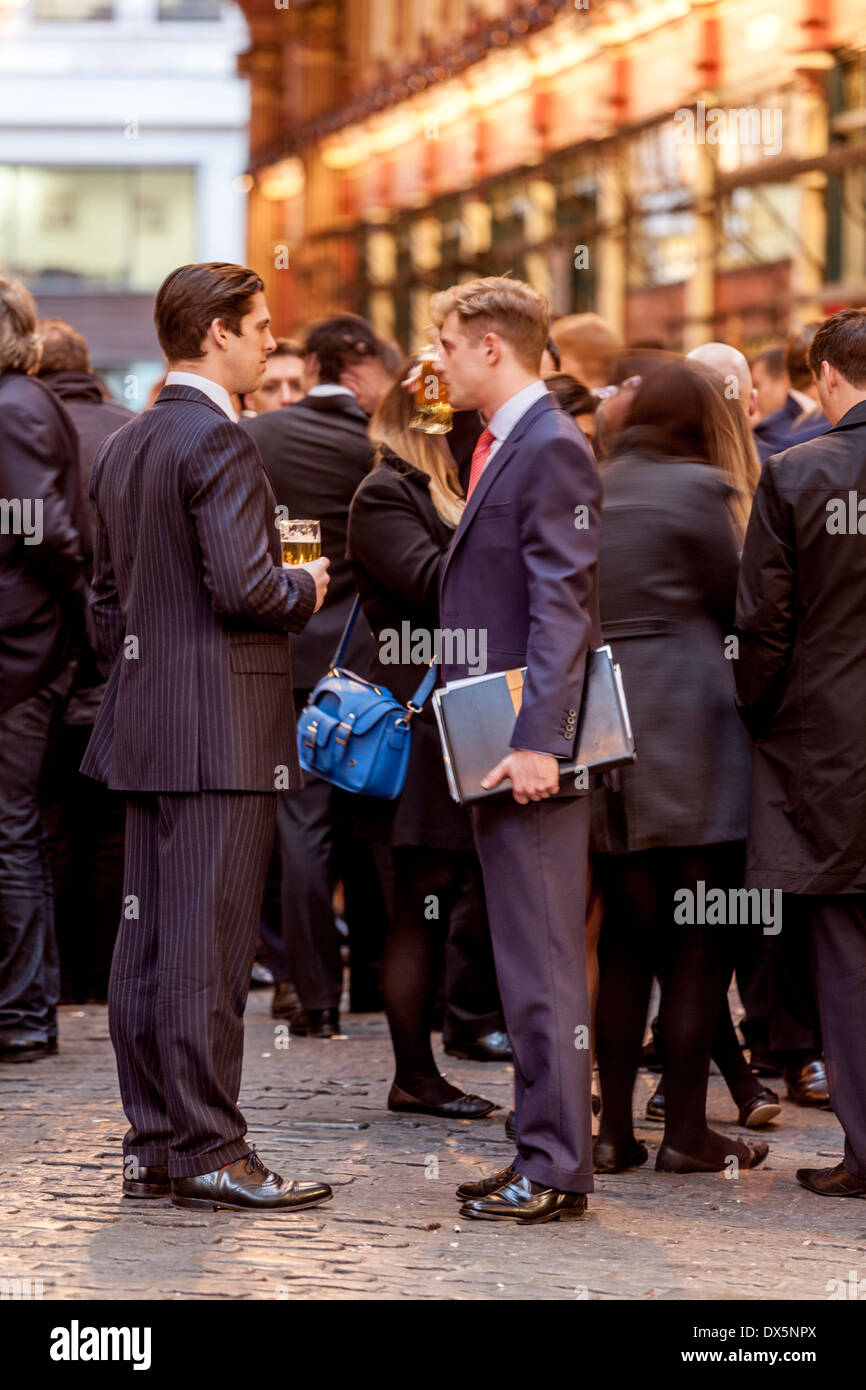 City of London Workers Relaxing After Work, Leadenhall Market, London ...