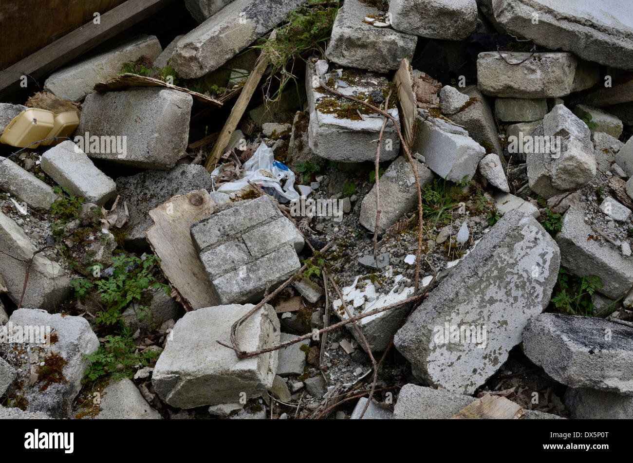 Building rubble from disused factory knocked down Stock Photo - Alamy